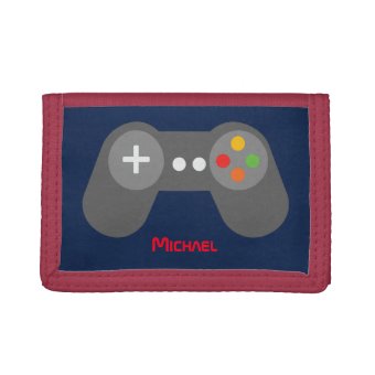 Blue Video Game Controller Trifold Wallet | Zazzle