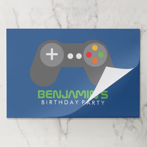 Blue Video Game Theme Kids Birthday Party Paper Placemat | Zazzle
