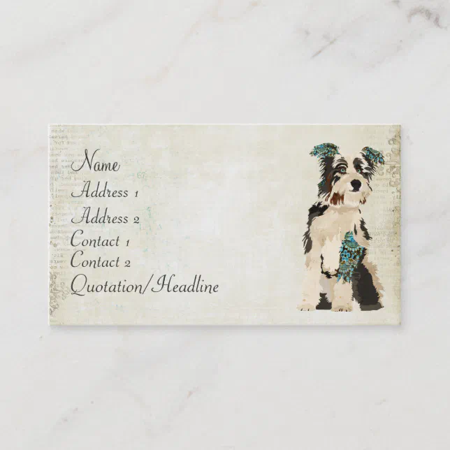 Blue Vintage Floral Dog Business Card | Zazzle