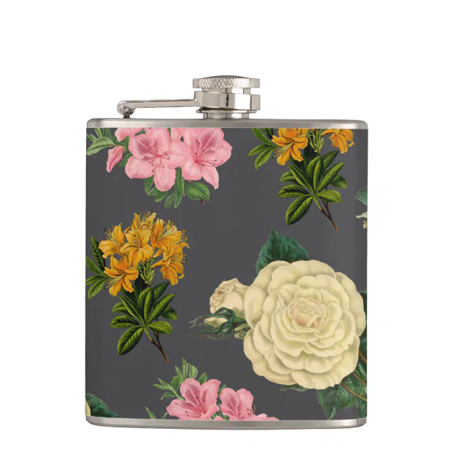 Blue Vintage Floral Flask | Zazzle