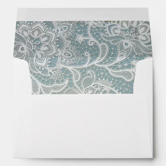 Blue Vintage Lace Invitation Envelope | Zazzle