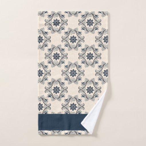 Blue vintage pattern bath towel set | Zazzle