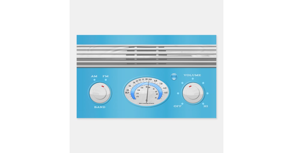 Blue Vintage Radio Rectangular Sticker | Zazzle