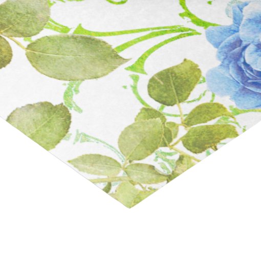 Blue Vintage Roses with Damask Floral Tissue Paper | Zazzle
