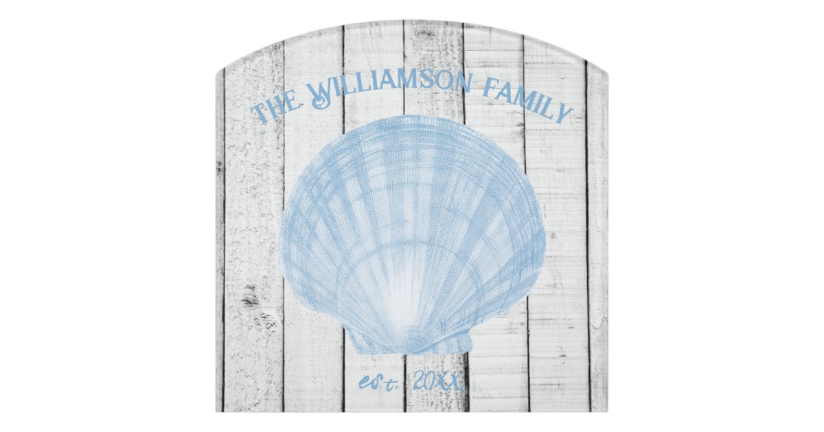 Blue Vintage Scallop Shell Door Sign | Zazzle