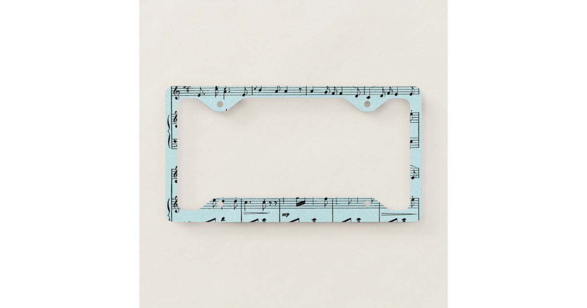 Blue Vintage Sheet Music License Plate Frame | Zazzle
