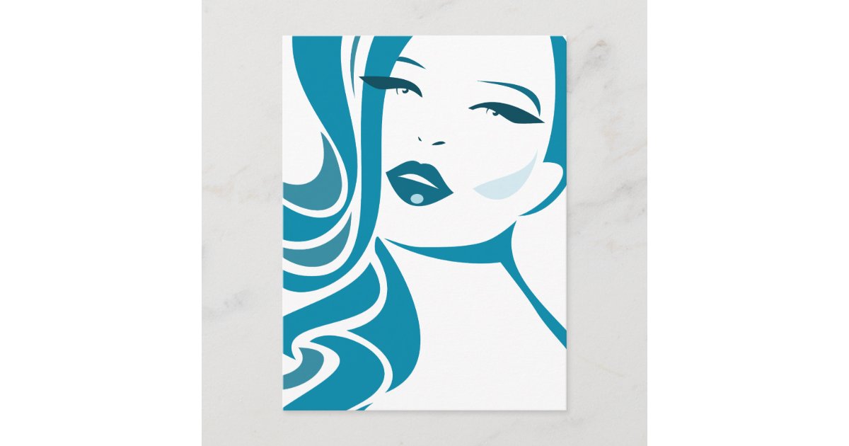 Blue Vintage Woman Face Postcard | Zazzle