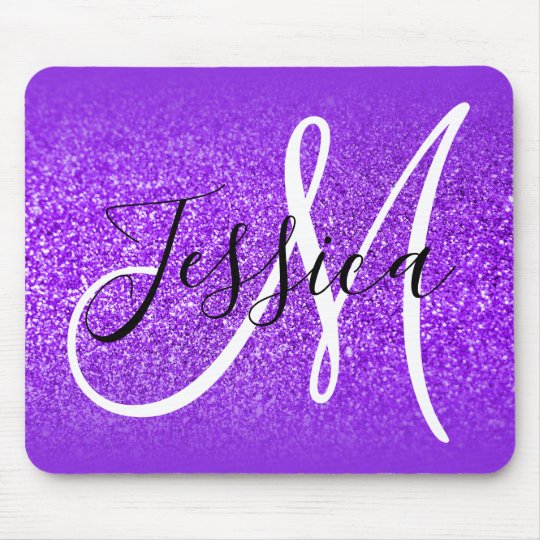 Blue Violet Edge Ombre Purple Glitter Monogram Mouse Pad | Zazzle.com