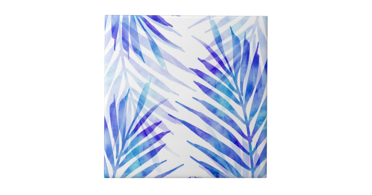 Blue Violet Palm Fronds Ceramic Tile | Zazzle