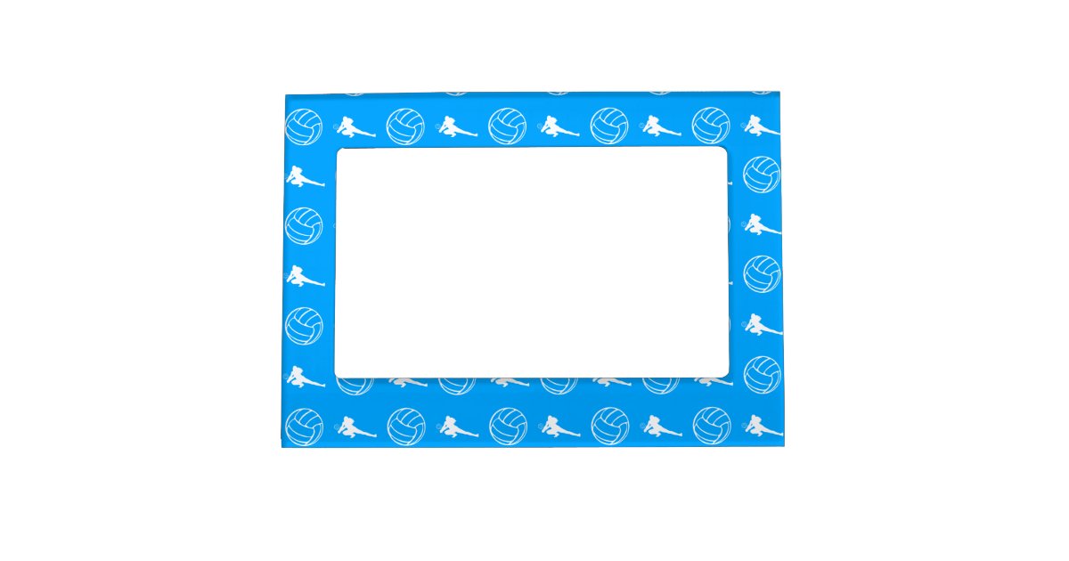 Blue Volleyball Pattern Magnetic Picture Frame | Zazzle
