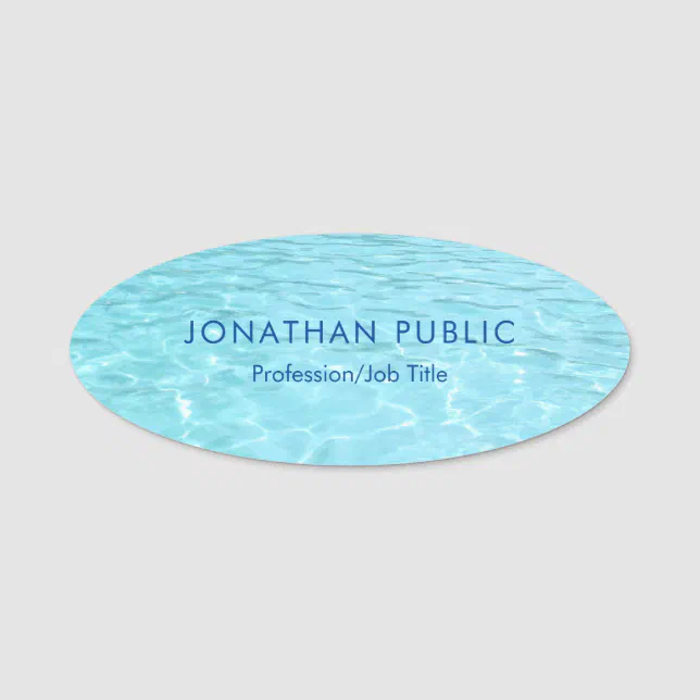 Blue Water Nature Elegant Template Modern Aqua Name Tag | Zazzle