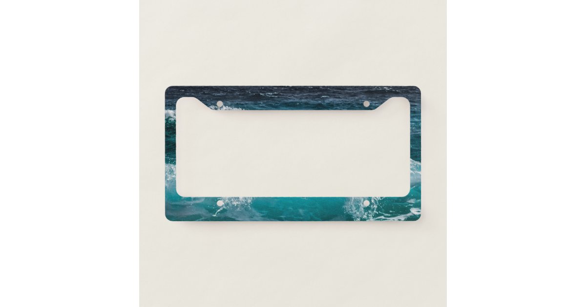 Blue Water Ocean Waves License Plate Frame | Zazzle