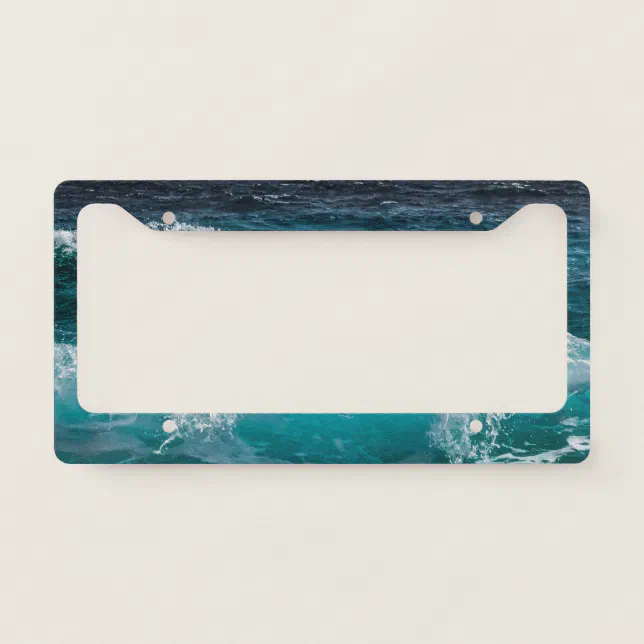 Blue Water Ocean Waves License Plate Frame | Zazzle