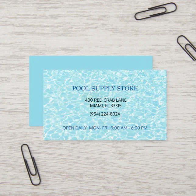 Blue Water Pool supply store/ pool repair Business Card | Zazzle