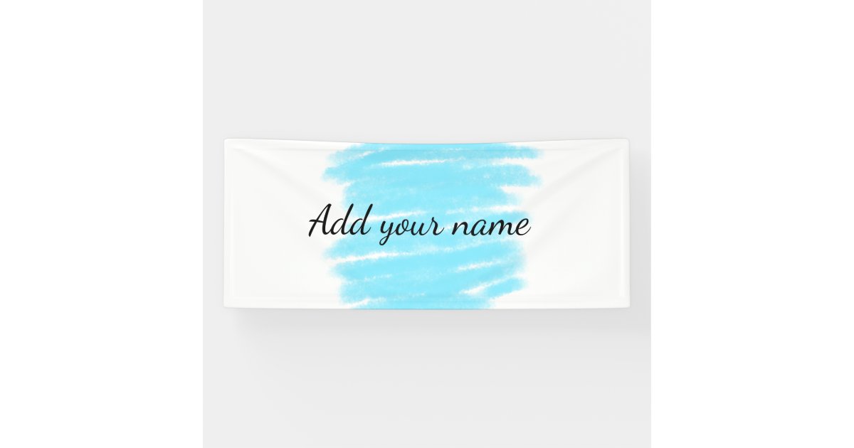 Blue watercolor add name text message here throw banner | Zazzle