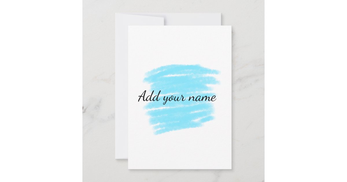 Blue watercolor add name text message here throw note card | Zazzle