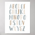 Blue Watercolor Alphabet Neutral Nursery Decor | Zazzle
