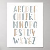 Blue Watercolor Alphabet Neutral Nursery Decor | Zazzle