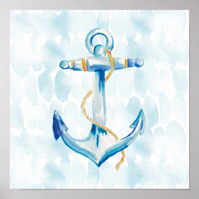 Blue Watercolor Anchor 3 Poster | Zazzle