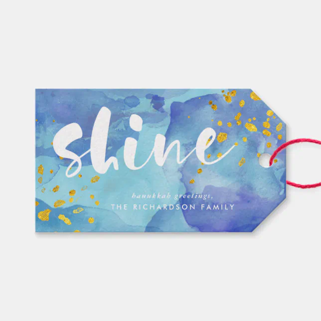 Blue Watercolor and Gold | Shine Gift Tags | Zazzle