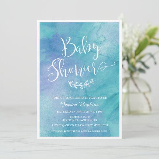 Blue Watercolor Baby Shower invitation | Zazzle