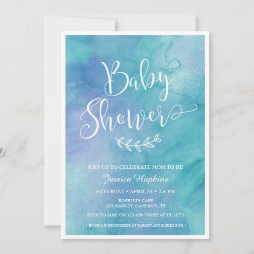 Blue Watercolor Baby Shower invitation | Zazzle