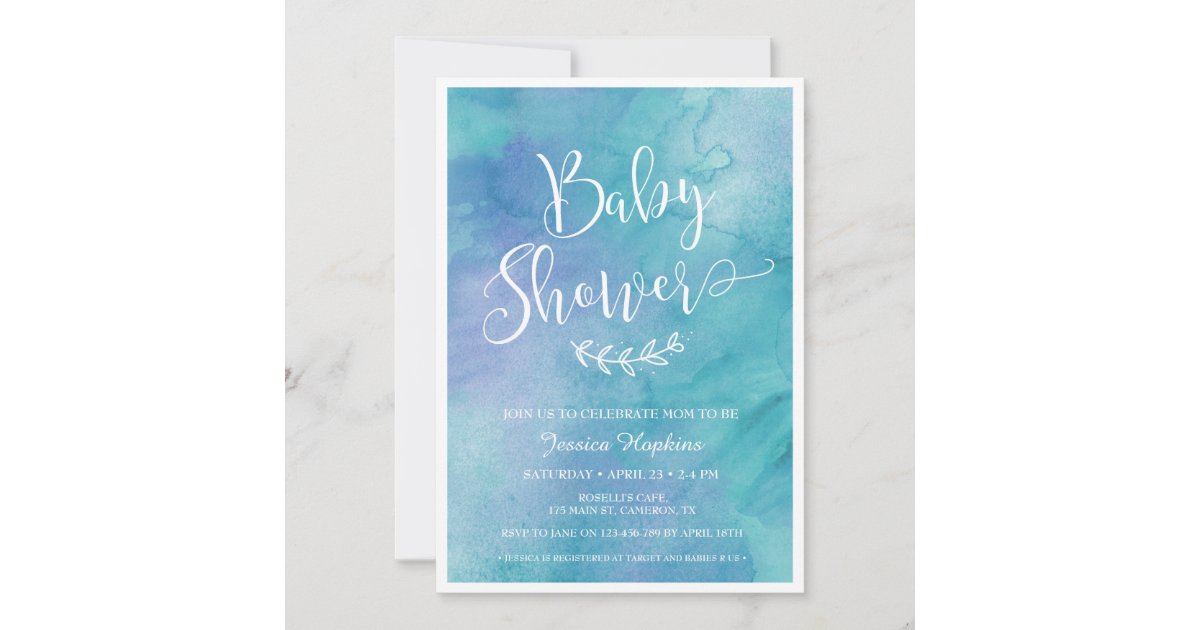 Blue Watercolor Baby Shower invitation | Zazzle