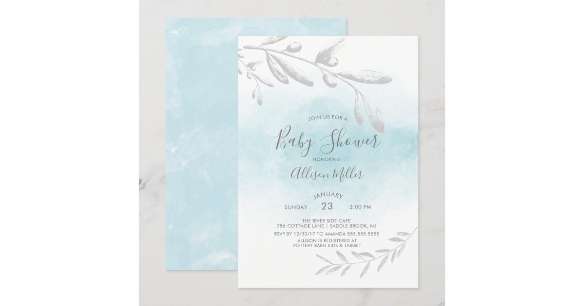 Blue Watercolor Baby Shower Invitation | Zazzle