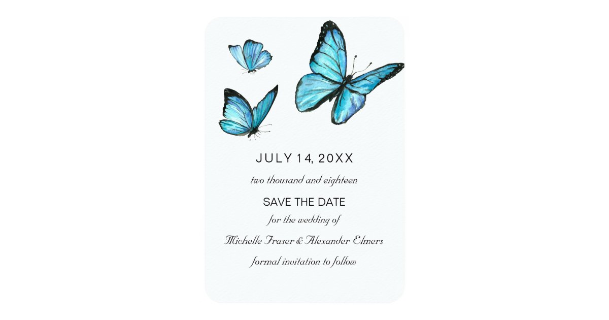 Blue watercolor butterflies Modern save the date Invitation | Zazzle.com