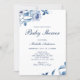 Blue Watercolor Floral Baby Shower Invitation | Zazzle