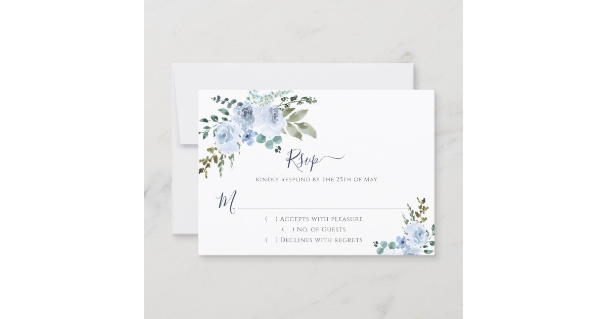 Blue Watercolor Floral | Light Blue RSVP Card | Zazzle
