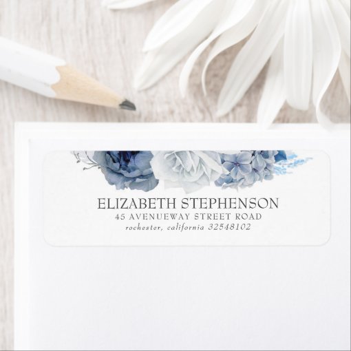 Blue Watercolor Flowers Elegant Label | Zazzle