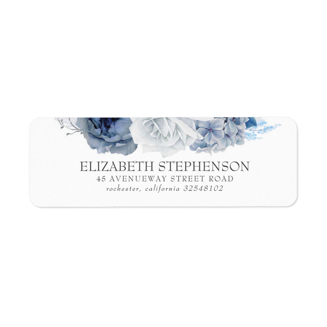 Blue Watercolor Flowers Elegant Label | Zazzle