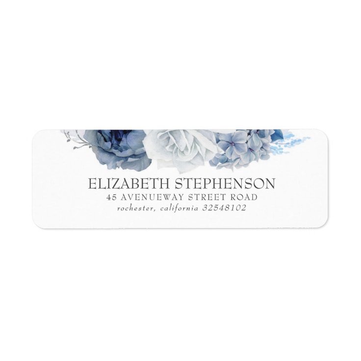 Blue Watercolor Flowers Elegant Label | Zazzle
