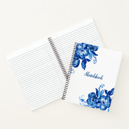 Blue Watercolor Flowers Notebook | Zazzle