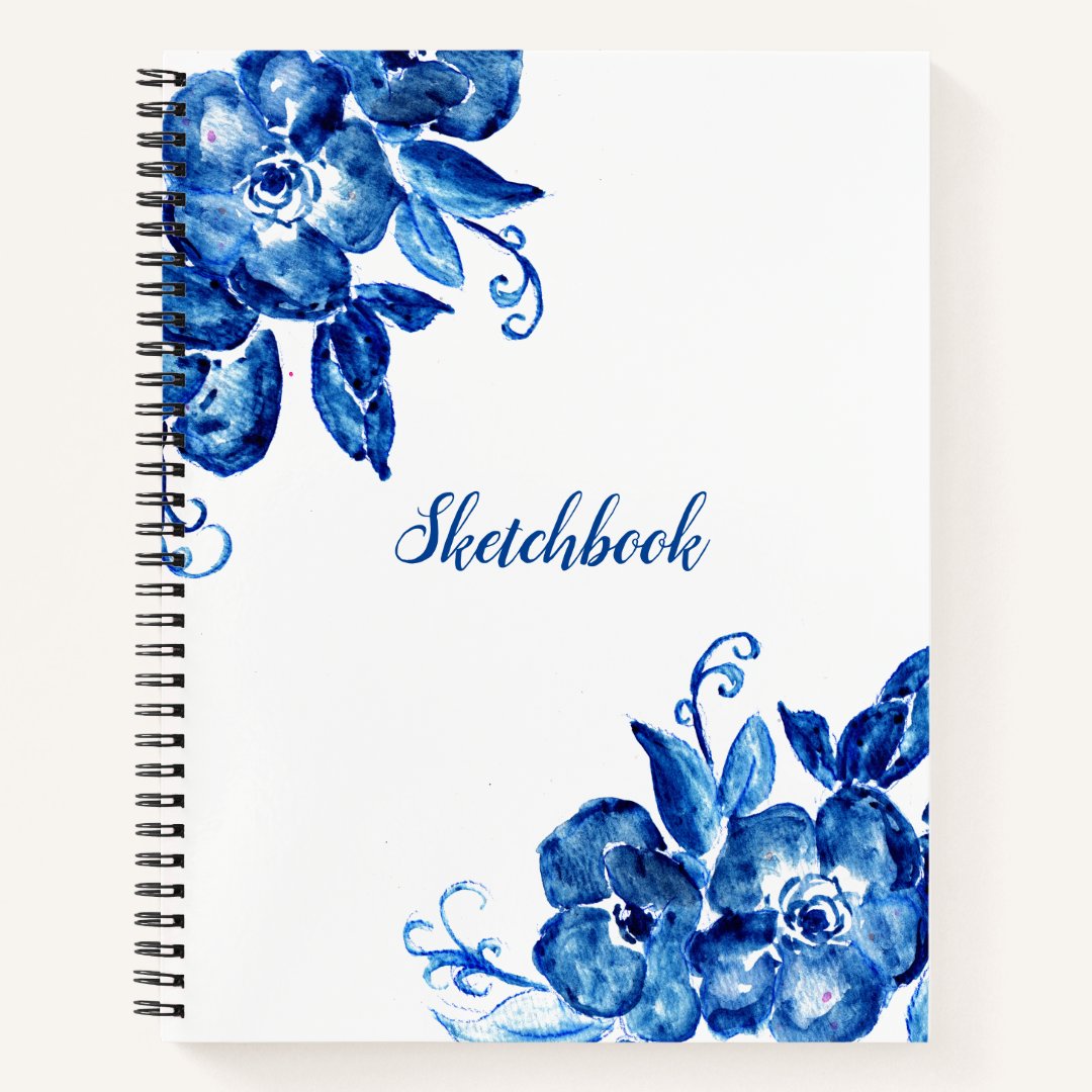 Blue Watercolor Flowers Notebook | Zazzle