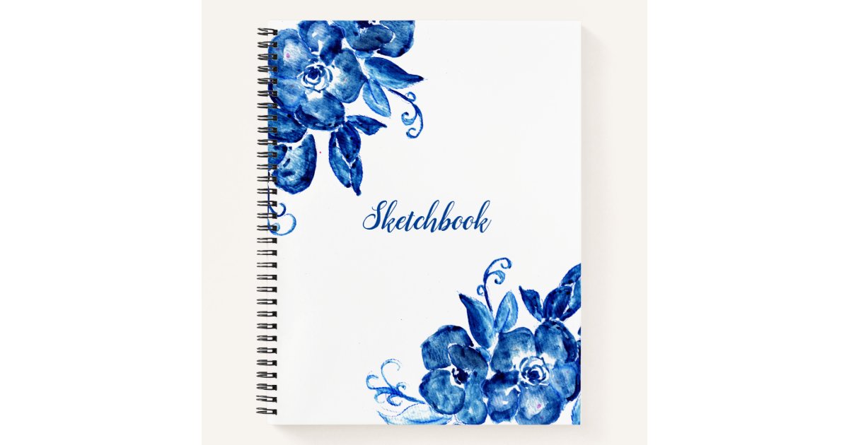 Blue Watercolor Flowers Notebook | Zazzle