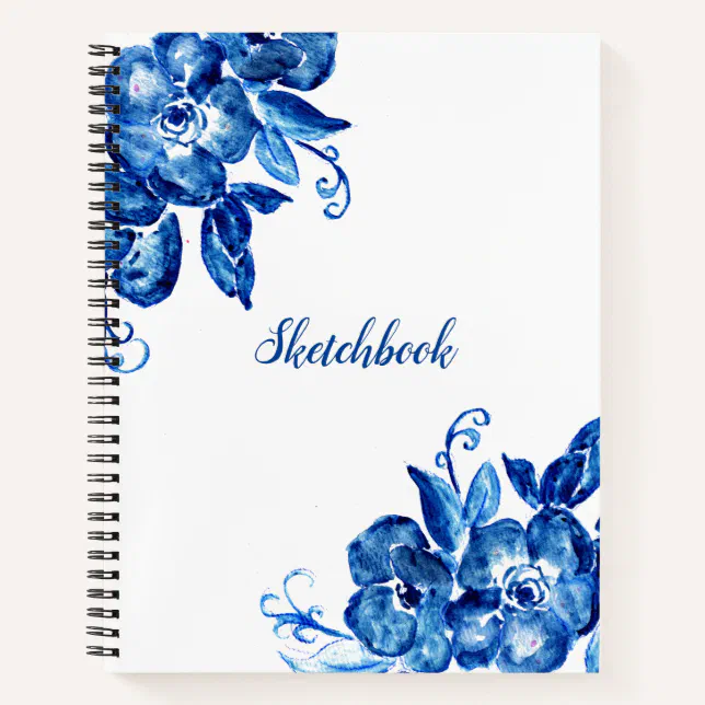 Blue Watercolor Flowers Notebook | Zazzle