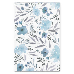 blue watercolor flowers pattern tissue paper | Zazzle