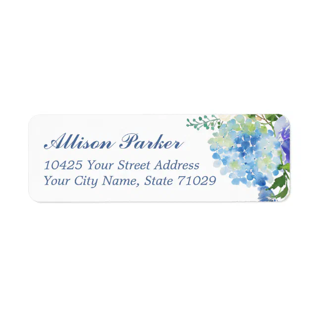 Blue Watercolor hydrangea Address Labels | Zazzle