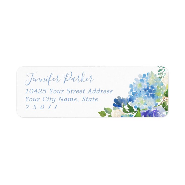 Blue Watercolor hydrangeas Return Address Labels | Zazzle
