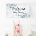 Blue Watercolor Leaves Floral Baby Shower Welcome Banner | Zazzle