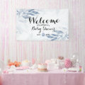 Blue Watercolor Leaves Floral Baby Shower Welcome Banner | Zazzle