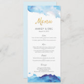 Blue watercolor Menu or Program Card | Zazzle