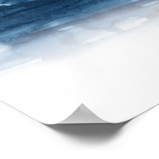 Blue Watercolor Mountains Scenic Landscape Poster | Zazzle