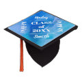 Blue Watercolor Name and Class Year Typography Graduation Cap Topper ...
