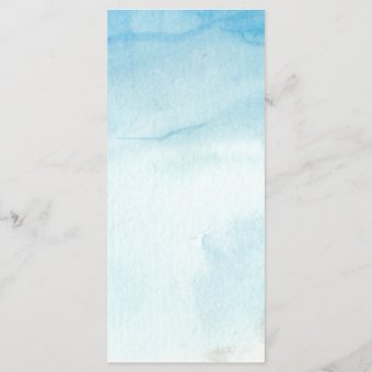 Blue Watercolor Ocean Beach Sand Wedding Dinner Menu | Zazzle