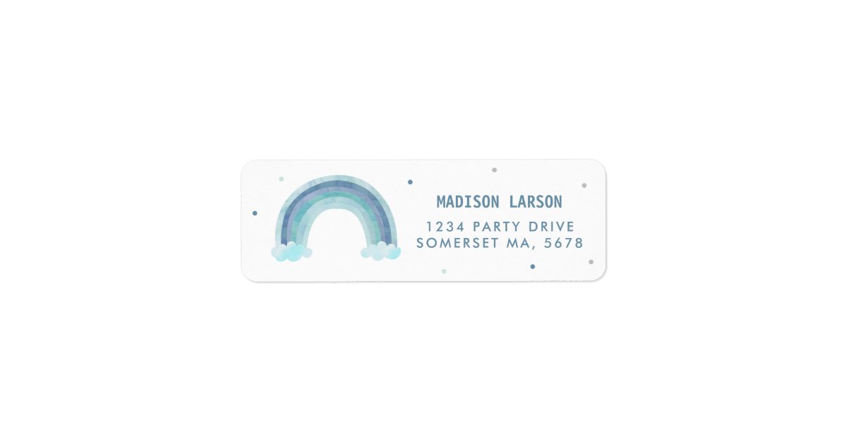 Blue Watercolor Rainbow Baby Shower Return Address Label | Zazzle