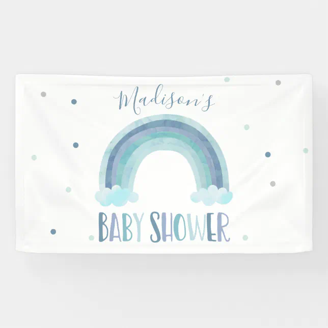 Blue Watercolor Rainbow Baby Shower Welcome Banner | Zazzle
