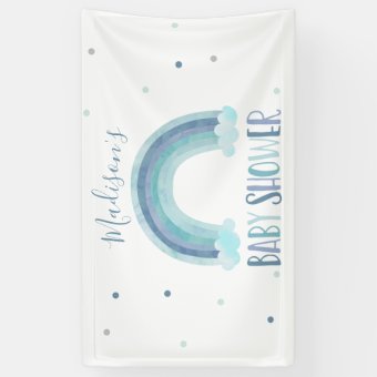 Blue Watercolor Rainbow Baby Shower Welcome Banner | Zazzle